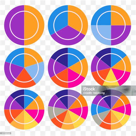 Multicolored Circular Charts For Infographics And Data Visualization Stock Illustration