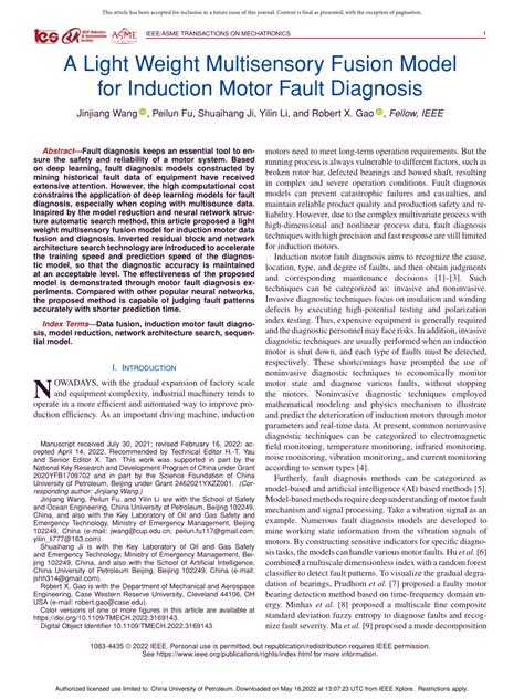 Pdf A Light Weight Multisensory Fusion Model For Induction Motor Fault Diagnosis