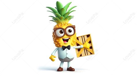3d 렌더링된 쾌활한 만화 힙스터 패션 캐릭터 배경에 영화 클래퍼 보드가 있는 기발한 파인애플 마스코트 만화 영화 배경 파인애플 배경 만화 배경 이미지 Hd 만화