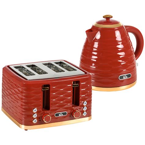 1 7 Litre Kettle And Toaster Set 3000w With Rapid Boil In Red