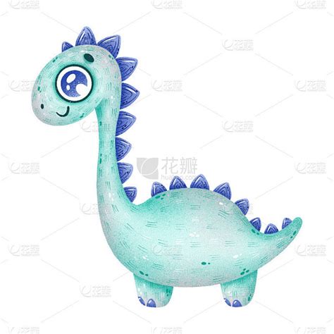 插图可爱的卡通浅绿色恐龙