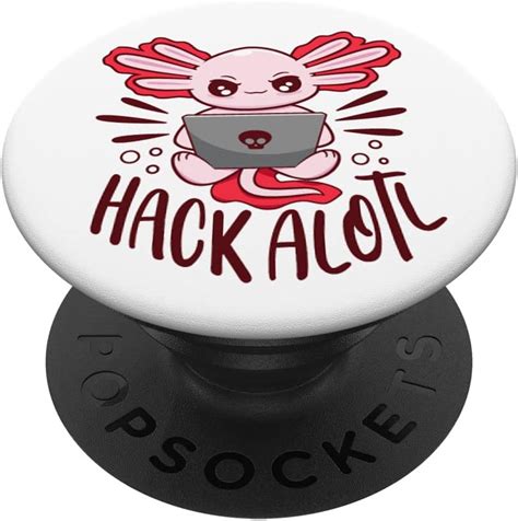 Funny Kawaii Axolotl Hacker Cute Coder Nerd Salamander Popsockets Swappable
