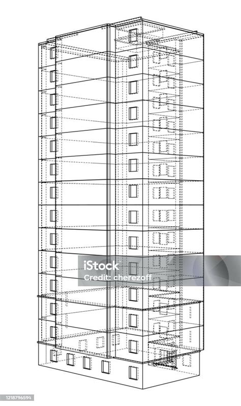 건물의 벡터 와이어 프레임 모델 건설 산업에 대한 스톡 벡터 아트 및 기타 이미지 건설 산업 건물 외관 3차원 형태 Istock