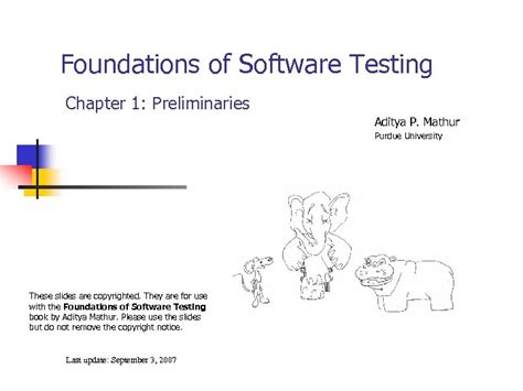 Foundations Of Software Testing Chapter 1 Preliminaries Aditya