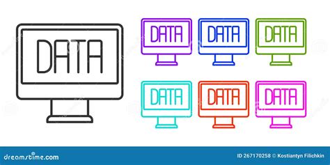 Black Line Data Analysis Icon Isolated On White Background Business Data Analysis Process