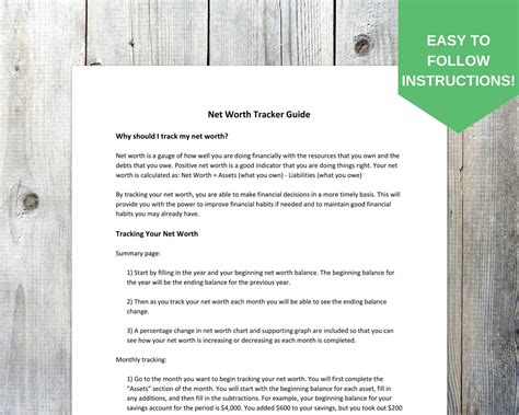 Net Worth Tracker Template Personal Wealth Spreadsheet Etsy