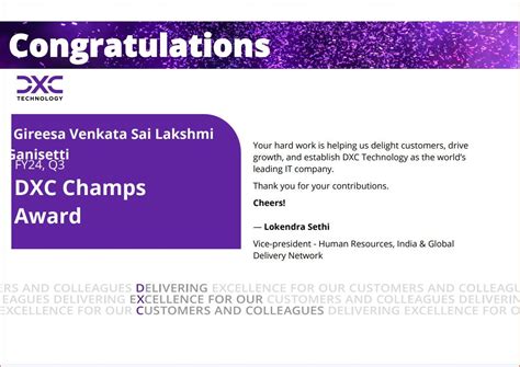 Gireesa Venkata Sai Lakshmi Ganisetti On Linkedin Wearedxc 2d3c Fy24q3champsaward