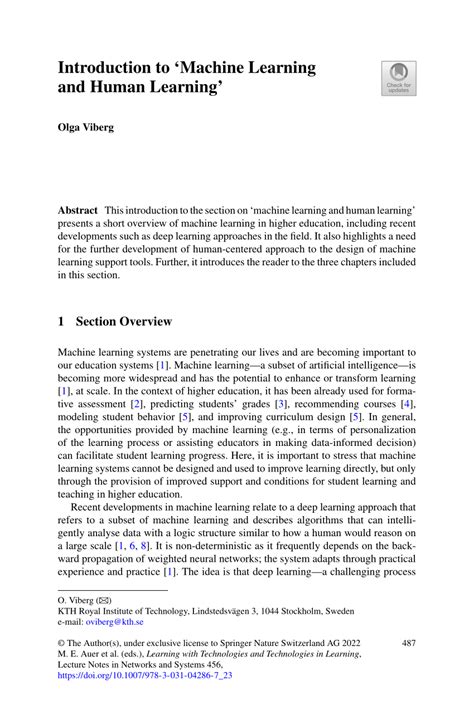 Pdf Introduction To ‘machine Learning And Human Learning