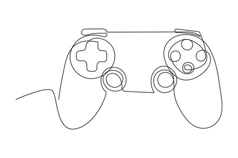 게임 스틱 조이스틱 게임 컨트롤러의 연속적인 한 줄 그림 터 일러스트레이션 프리미엄 벡터
