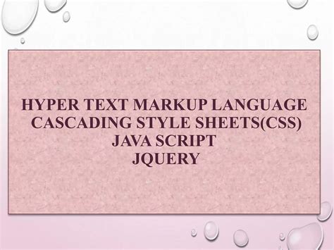 Htmlcssjava Scriptjquery Ppt