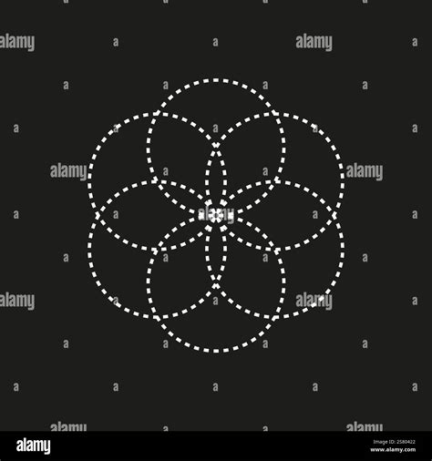 Dashed Floral Pattern Abstract Dotted Design Minimal Black Shape