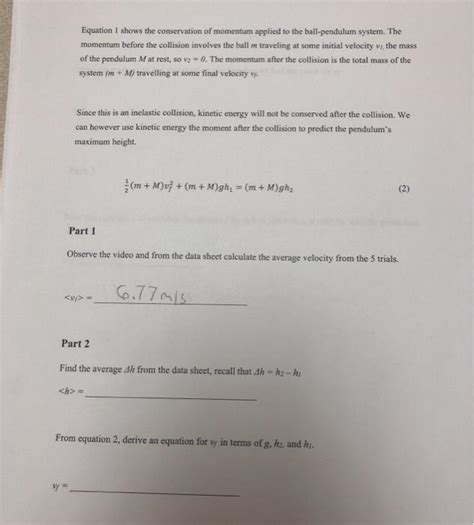 Solved Ballistic Pendulum The Ballistic Pendulum Uses The Chegg Com