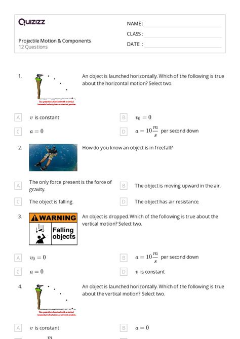 50 Projectile Motion Worksheets For 11th Grade On Quizizz Free Printable