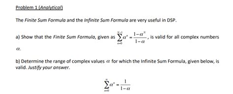 solved problem 1 analytical the finite sum formula and the