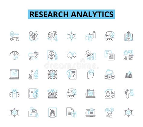 Research Analytics Linear Icons Set Insights Analytics Data Tools Analysis Metrics