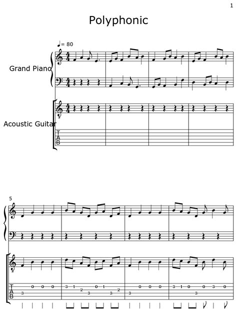 Polyphonic Sheet Music For Piano Acoustic Guitar