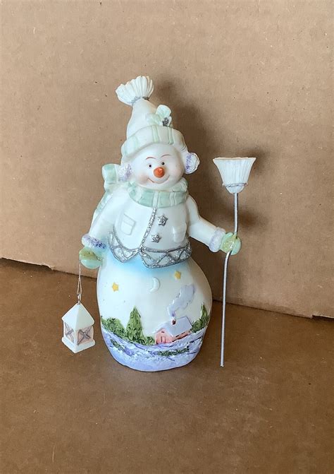 Vintage K S Collectable Figurine Adorable Snow Lady With Broom Etsy