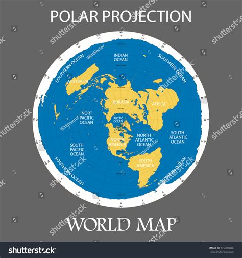 Azimuthal Equidistant Projection Vector Map World Stock Vector Royalty Free 775988026
