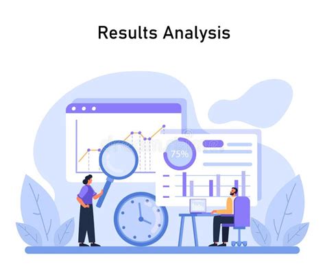 Results Analysis Depiction Experts Scrutinize Project Outcomes Using Data Visualization Stock