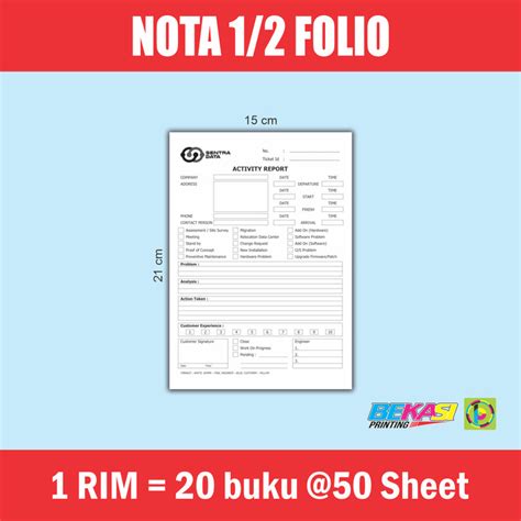 Jual Cetak Nota Bon Invoice 4 Rangkap Ply Carbonless Tanpa Karbon A4 F4 Standar Kota