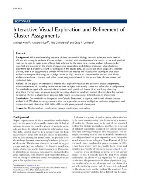 Pdf Interactive Visual Exploration And Refinement Of Cluster
