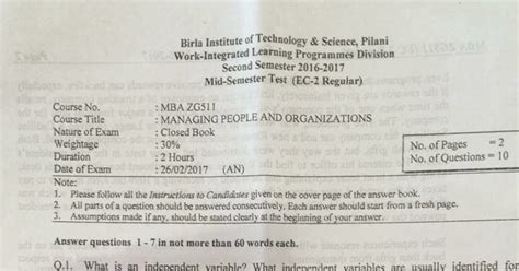 Mpo Midsem Regular Question Paper