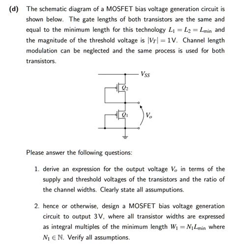 D The Schematic Diagram Of A Mosfet Bias Voltage Generation Circuit Is Shown Below The Gate