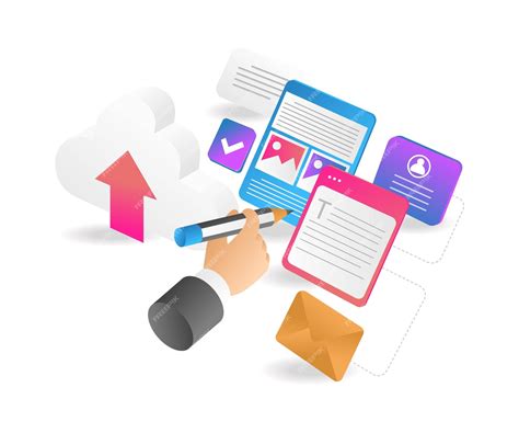 Premium Vector Flat Isometric 3d Illustration Creative Data Cloud Server