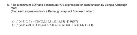 Solved 6 Find A Minimum SOP And A Minimum POS Expression Chegg Com