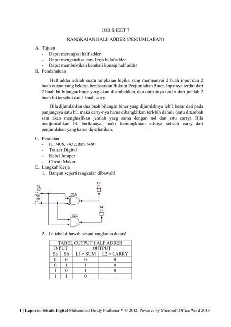 Pdf Job Sheet 7 Rangkaian Half Adder Dokumentips