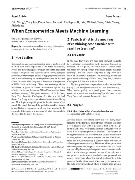 When Econometrics Meets Machine Learning Pdf Machine Learning