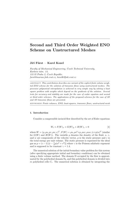 Pdf Second And Third Order Weighted Eno Scheme On Unstructured Meshes