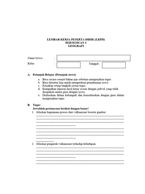 Lkpd Geografi Vulkanisme Sma 2022 2023 Pdf