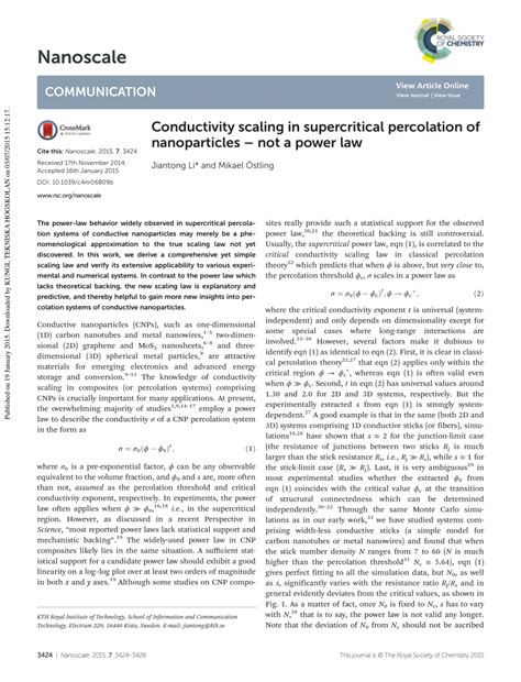 Pdf Conductivity Scaling In Supercritical Percolation Of