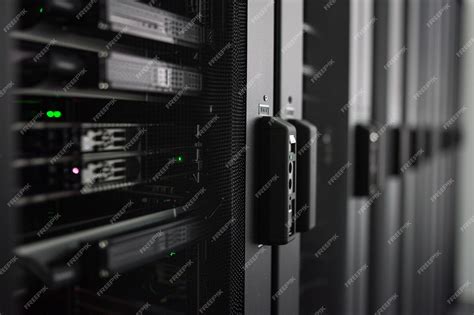 Premium Photo Minimalist Server Room With Integrated Server Rack