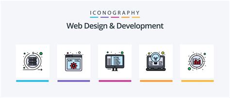 Web Design And Development Line Filled 5 Icon Pack Including Coding