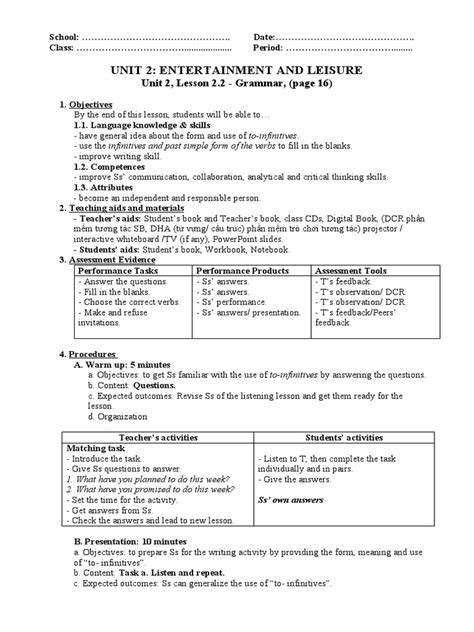 Unit 2 Lesson 22 Grammar Pdf Teachers Education Theory