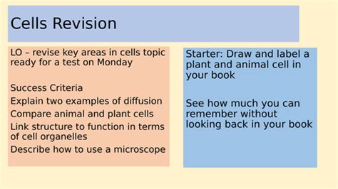 Activate Scheme Year 7 Organisms Cells Revision Teaching Resources