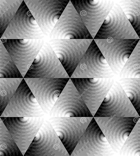 Seamless Monochrome Triangle Pattern Of Expanding Waves Intersect In The Center Optical Volume