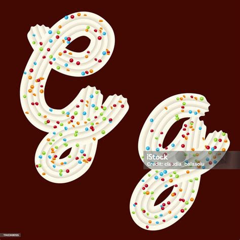유혹 하는 티 포 그래피 글꼴 디자인입니다 휘 핑 크림과 캔디의 3d 문자 G 0명에 대한 스톡 벡터 아트 및 기타 이미지 0명 거품 내기 디자인 Istock