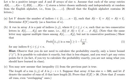 Let N Be A Positive Integer And A And B Arrays Of