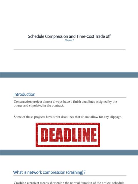 Chapter 5 Schedule Compression And Cost Time Trade Off Pdf
