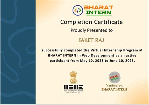 Saket Raj On Linkedin Hello Internship Webdevelopment Bharatintern Connections