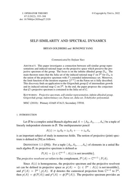 Pdf Projective Spectrum And Spectral Dynamics