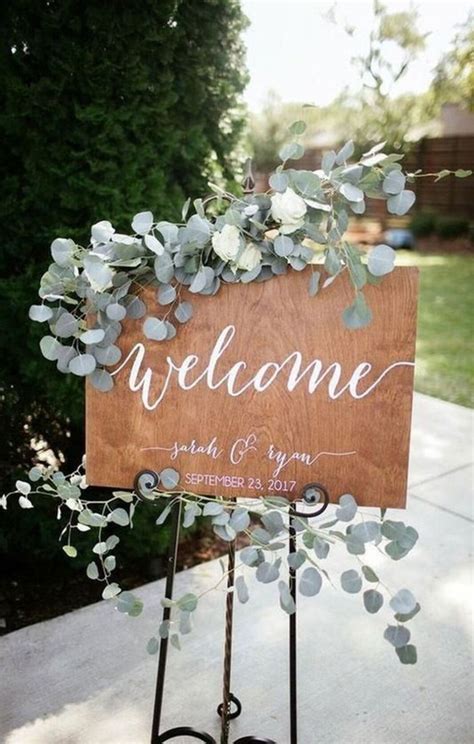 Elegant Eucalyptus Personalized Rustic Wedding Welcome Sign Wood Wedding Signs Rustic
