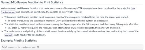 Solved Write A Named Middleware Function That Maintains A