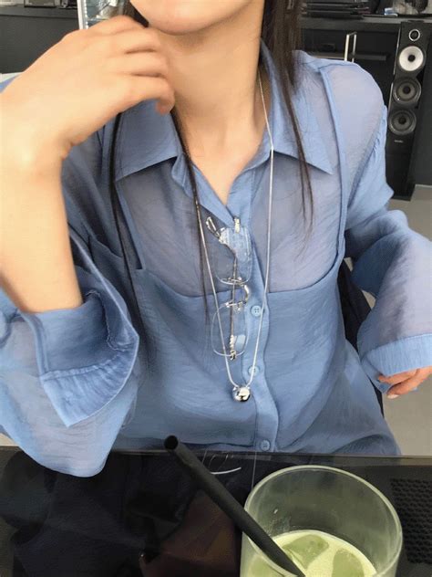 르네 뷔스티에 레이어드 시스루 블라우스 셔츠 에이블리