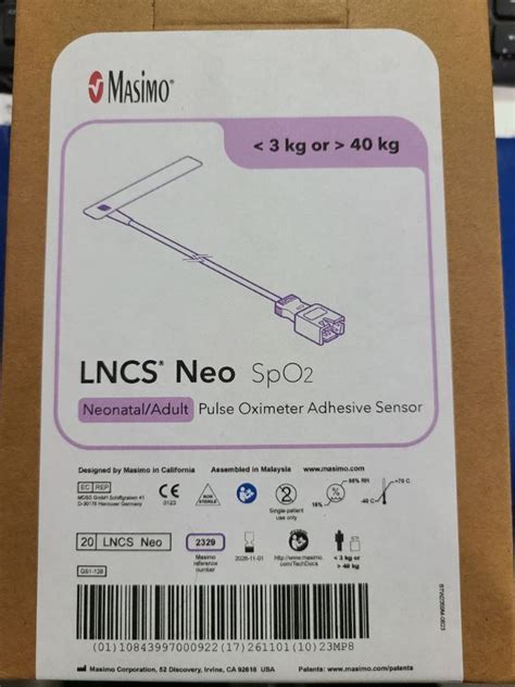 New Masimo 2329 Sensor Oximeter Neonatal Adult 20box Exp 2027 10 01