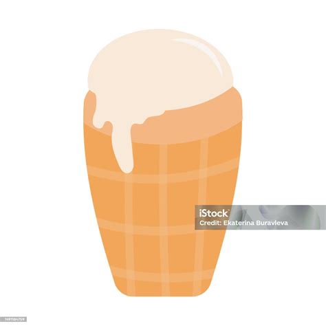 하얀 배경에 분리된 와플 콘에 녹는 아이스크림 공 벡터 플랫 아웃라인 아이콘입니다 구에 대한 스톡 벡터 아트 및 기타 이미지 구 귀여운 낙서 드로잉 Istock