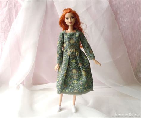 Зеленое платье для Барби Standard Barbie Нарядное элегантное платье в ...